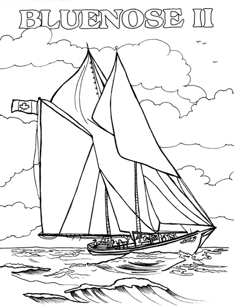 Bluenose II from Nova Scotia - Free Coloring Page – You-Color