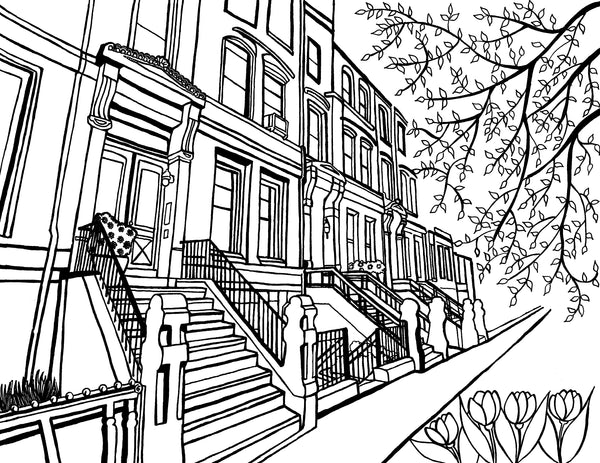 New York City Coloring Pages - Package #1 - 10 Organic, Hand-drawn Ill ...