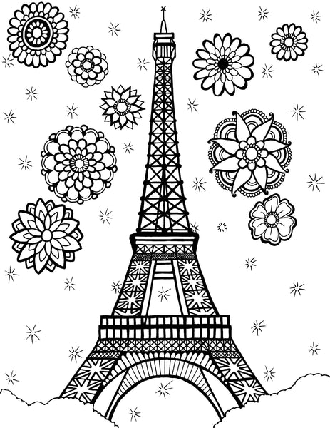 Eiffel Tower, in Paris - Free Coloring Page – You-Color
